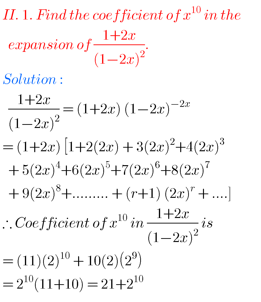Binomial Theorem Solutions Inter second year Maths - MATHS GLOW