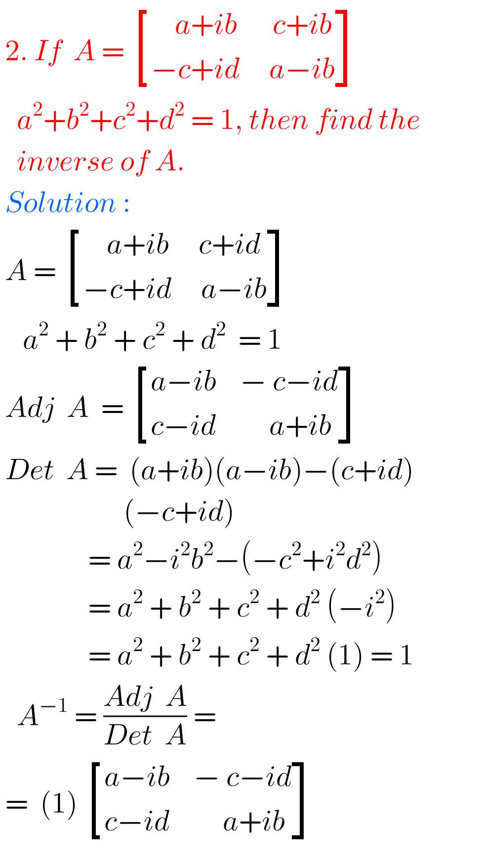 Intermediate Maths Solutions for Exercise 3(e) Matrices - MATHS GLOW