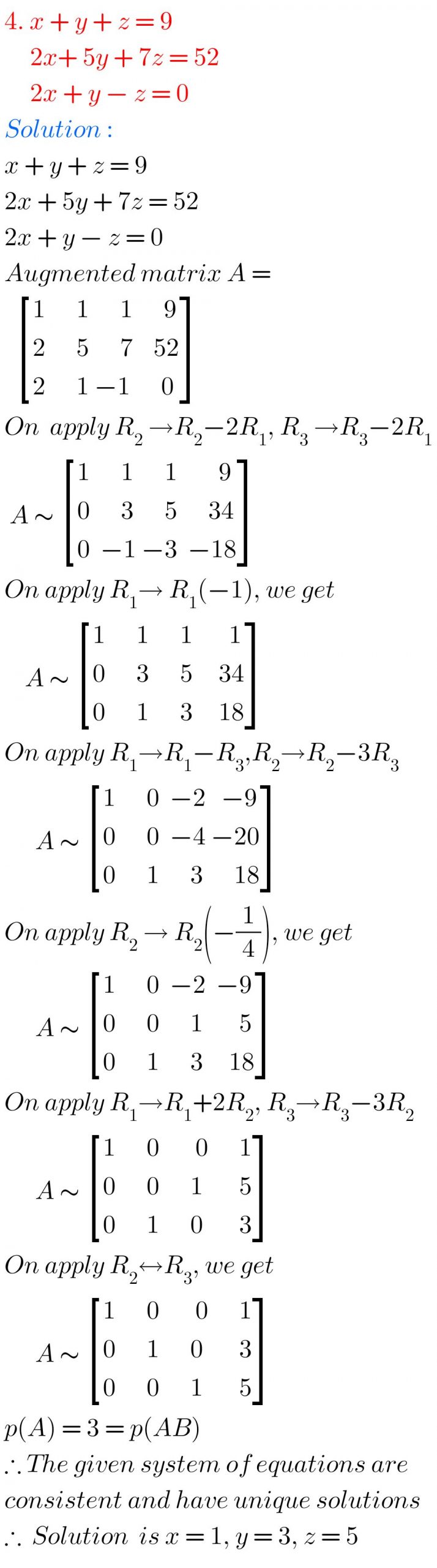 Intermediate Maths Solutions for Matrices Exercise 3(g) - MATHS GLOW