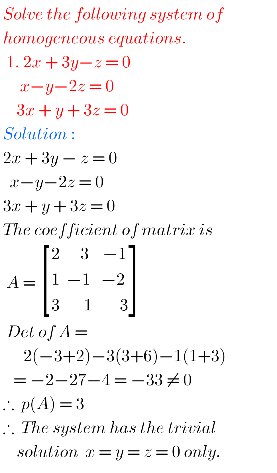Intermediate Maths Solutions for Exercise 3(i) Matrices - MATHS GLOW