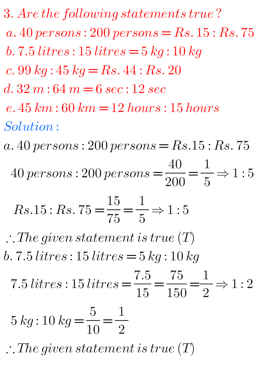 NCERT solutions for maths class 6 chapter 12 exercise 12.2 Ratios and ...