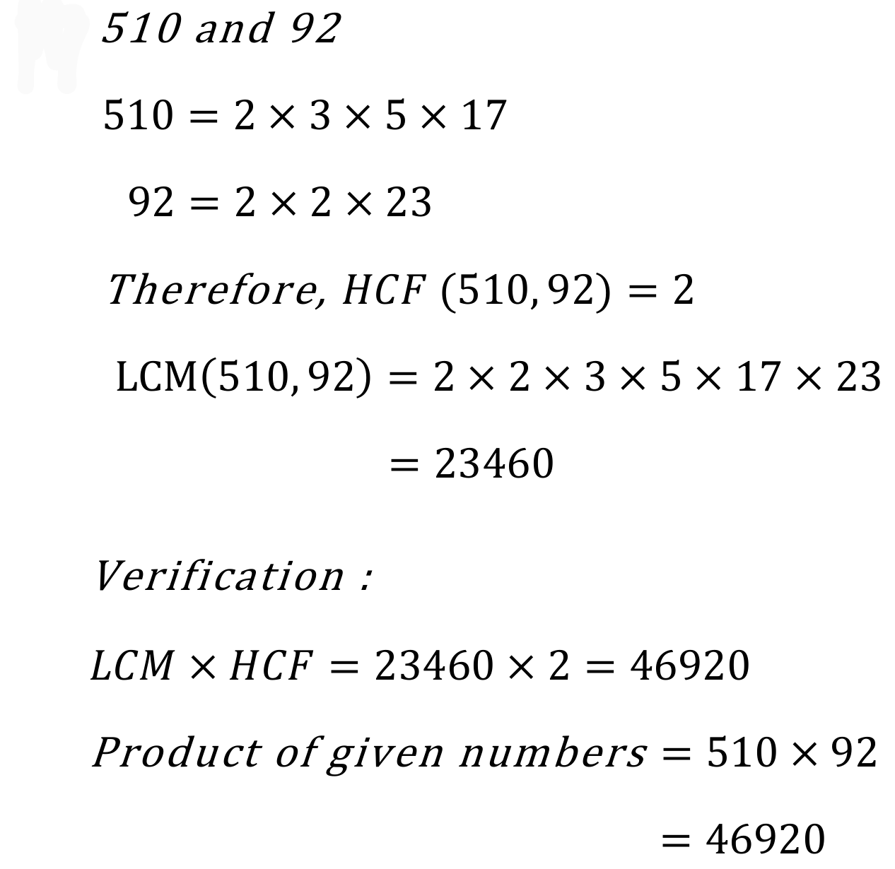 Find the LCM and HCF of 510 and 92. - MATHS GLOW Find the LCM and HCF of 510 and 92. - MATHS GLOW