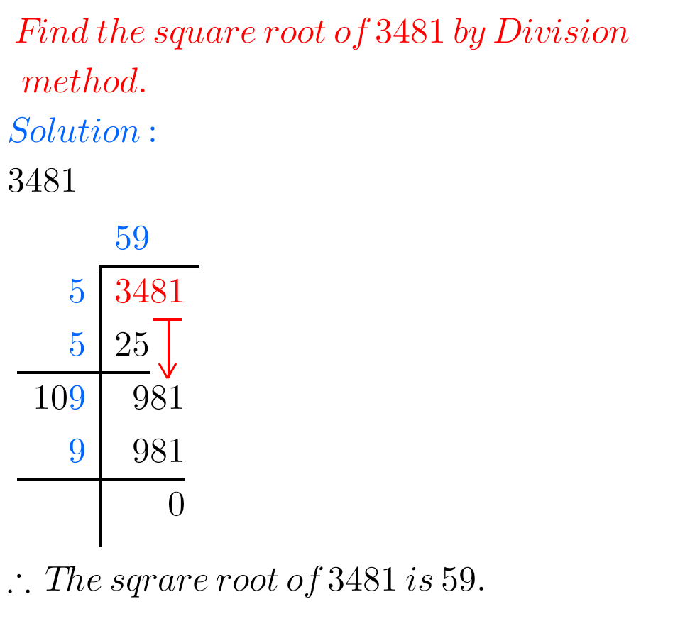 What is the square root of 3481 - MATHS GLOW
