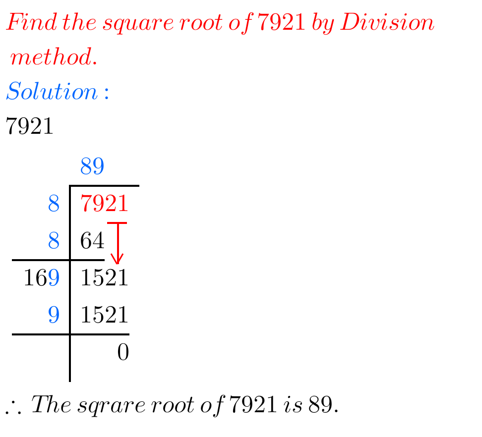 Find the square root of 7921 - MATHS GLOW